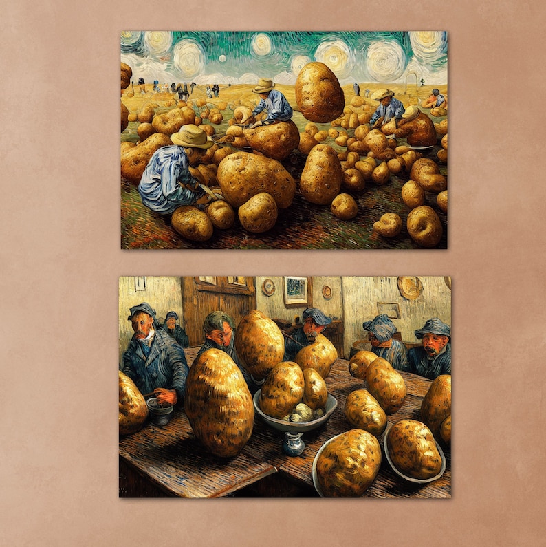 Van Gogh the Potato Eaters Set of 2 Digital Original Art Inspired by ...