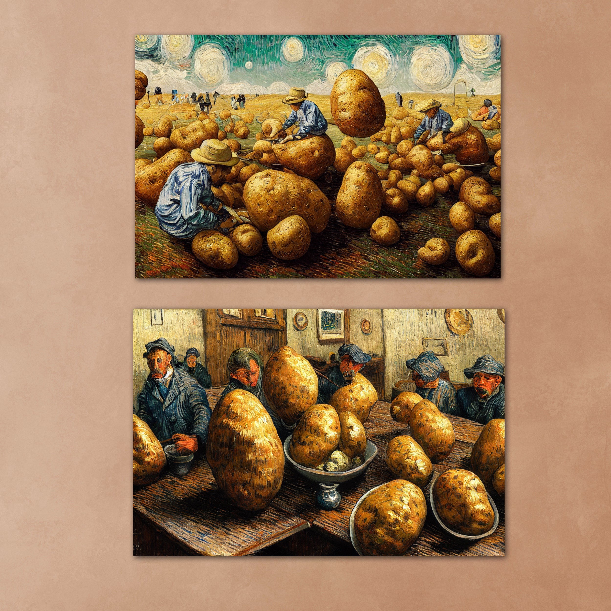 Van Gogh the Potato Eaters Set of 2 Digital Original Art Inspired by ...