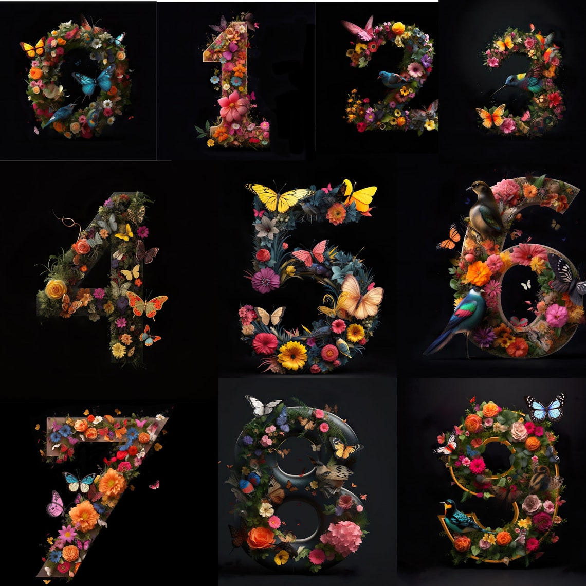 Numbers 0-9 Printable All Numbers Art Number Prints PRINTABLE Wall Art ...