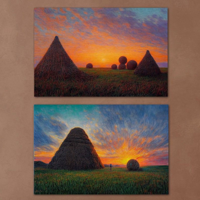 Claude Monet Haystacks Set of 2 Digital Art Inspired by "haystacks ...