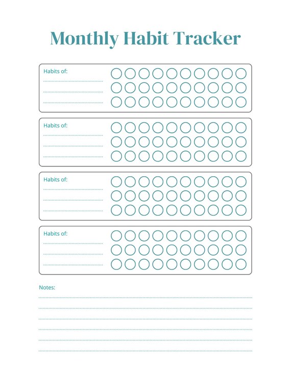 Monthly Habit Tracker Cute Minimal Tracker Back to School - Etsy