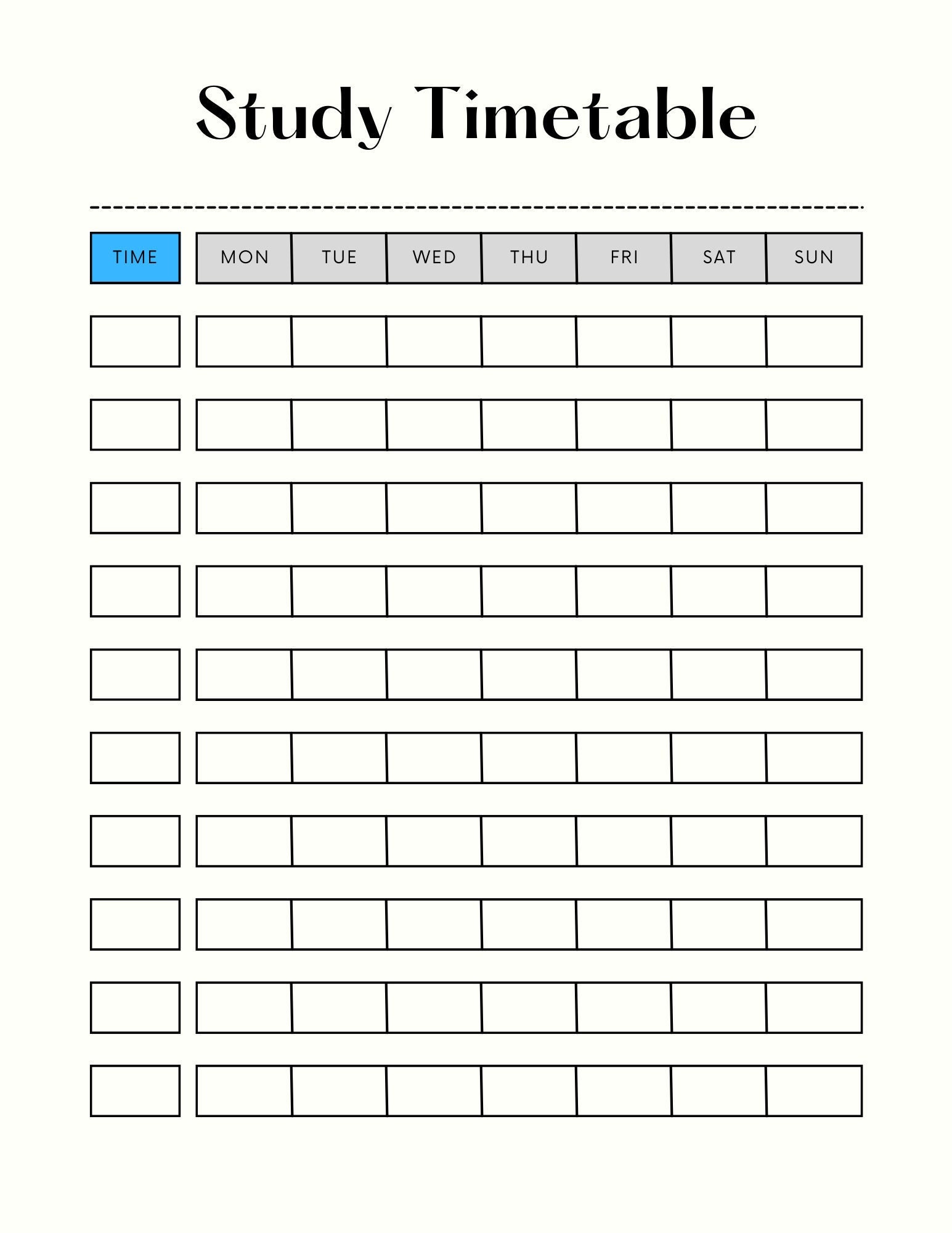 Study Timetable, Weekly Study Schedule, Back to School, Digital ...