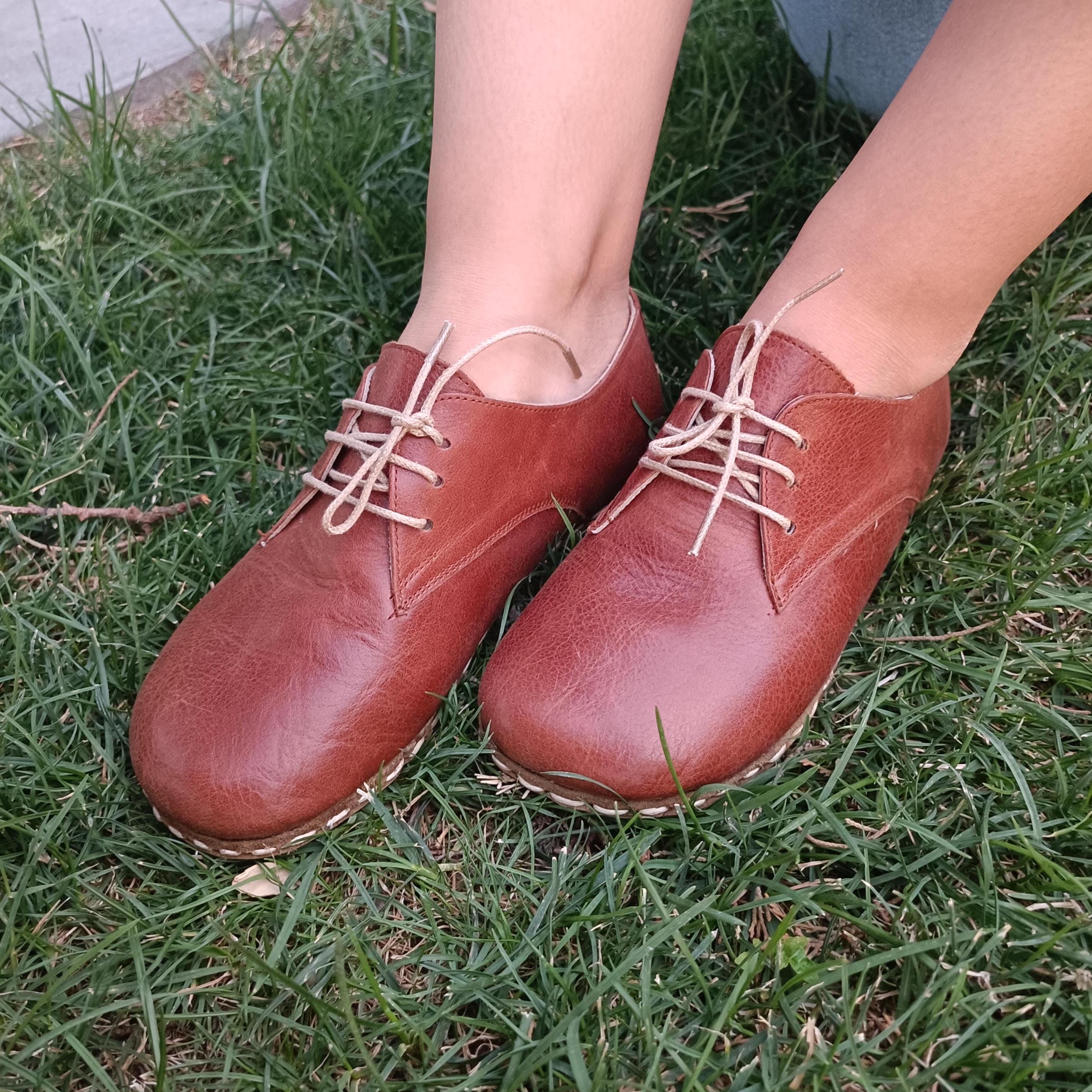 Copper Grounding Leather Barefoot Shoes, Wide Toe Box, Minimalist ...