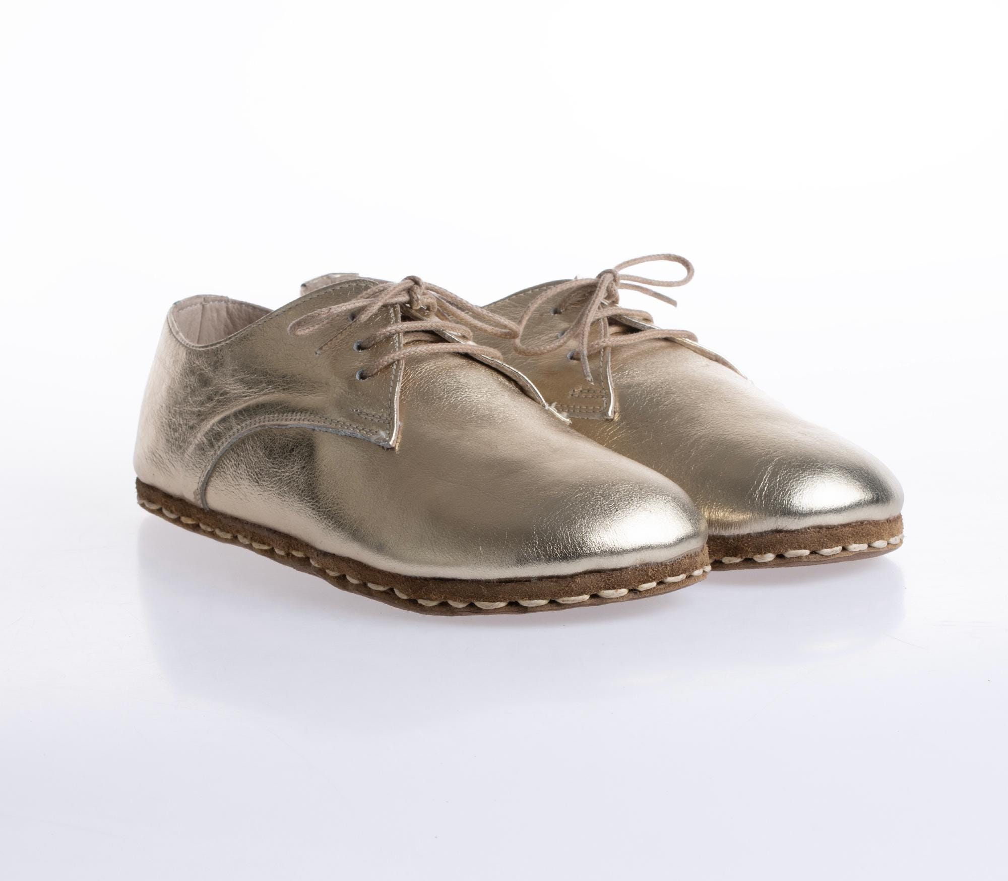 Barefoot Women's Shoes, Copper Grounding, Gold Color Leather ...