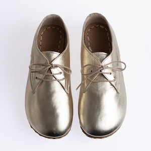 Barefoot Women's Shoes, Copper Grounding, Gold Color Leather ...