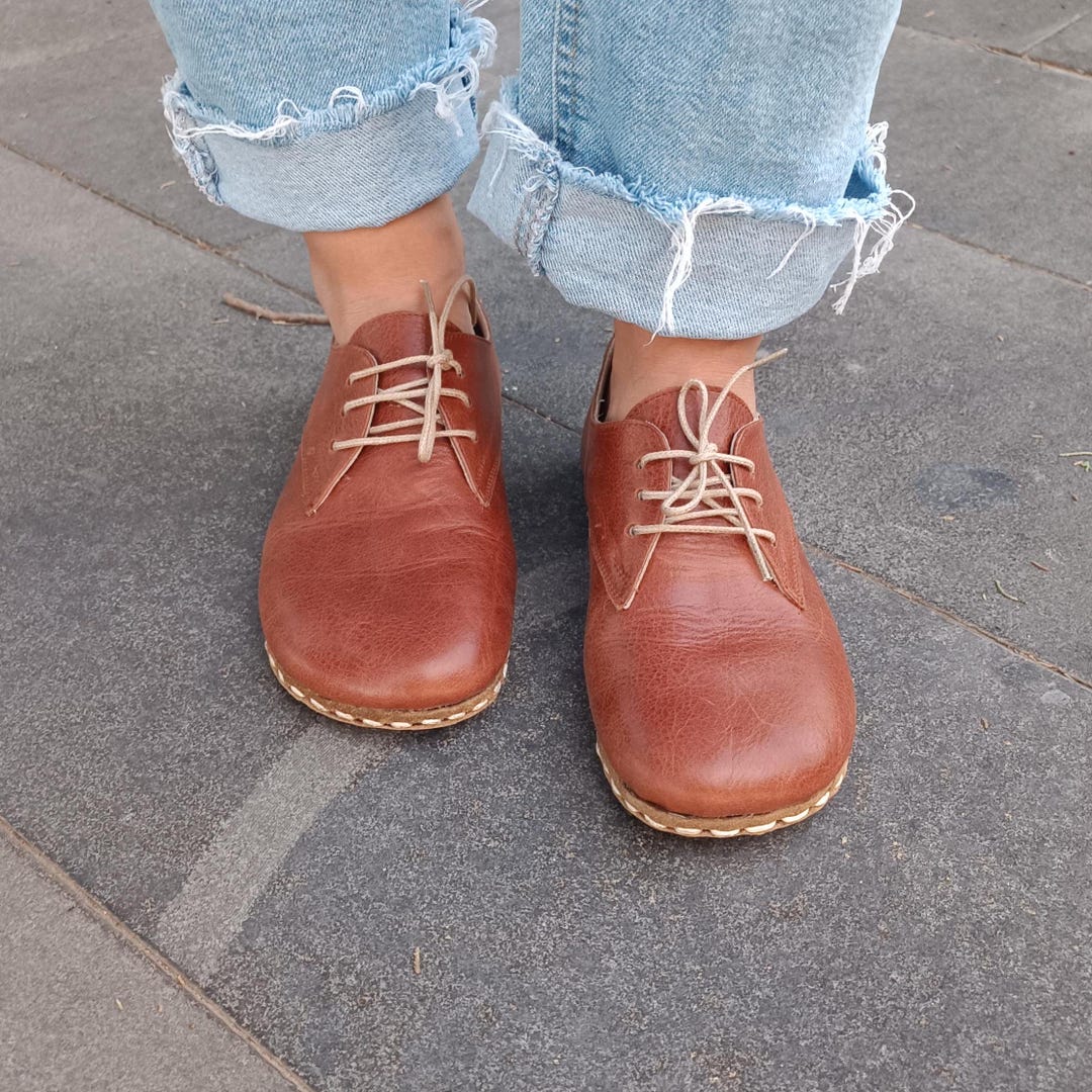 Copper Grounding Leather Barefoot Shoes, Wide Toe Box, Minimalist ...
