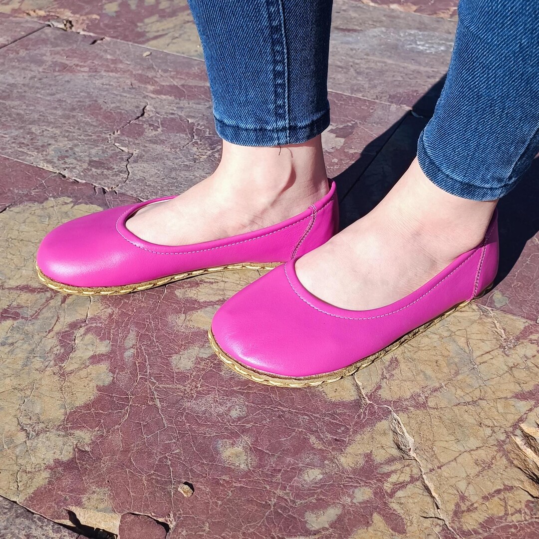 Barefoot Women's Shoes, Copper Grounding, Pink Color Leather, Minimalist Sustainable, Handmade ...