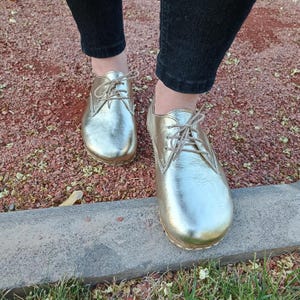 Barefoot Women's Shoes, Copper Grounding, Gold Color Leather ...