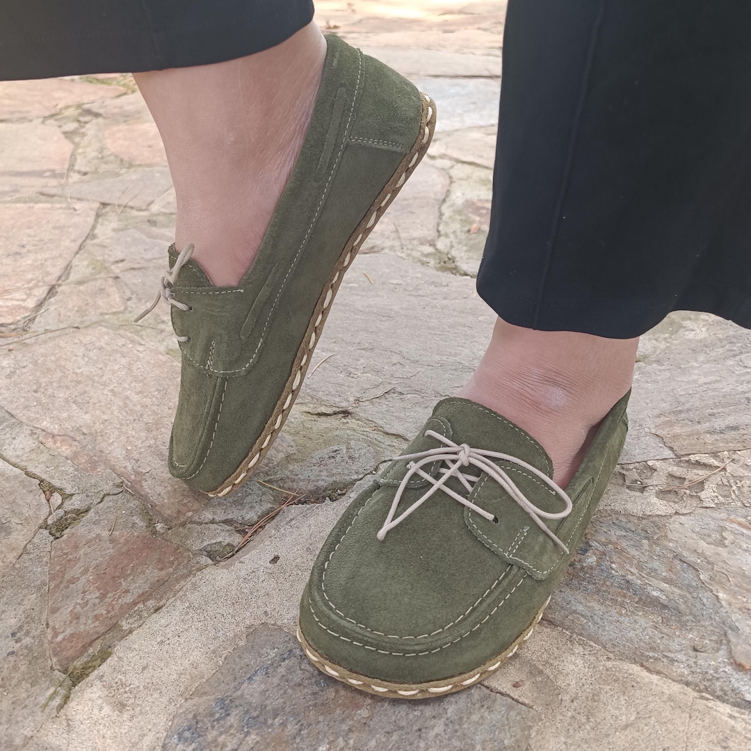 Handmade Barefoot, Suede Green Leather, Barefoot Grounding Shoes ...