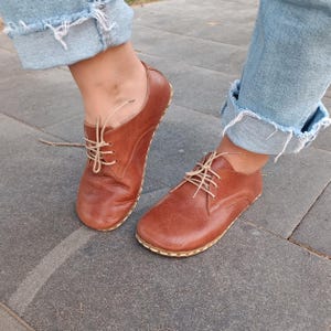 Copper Grounding Leather Barefoot Shoes, Wide Toe Box, Minimalist ...