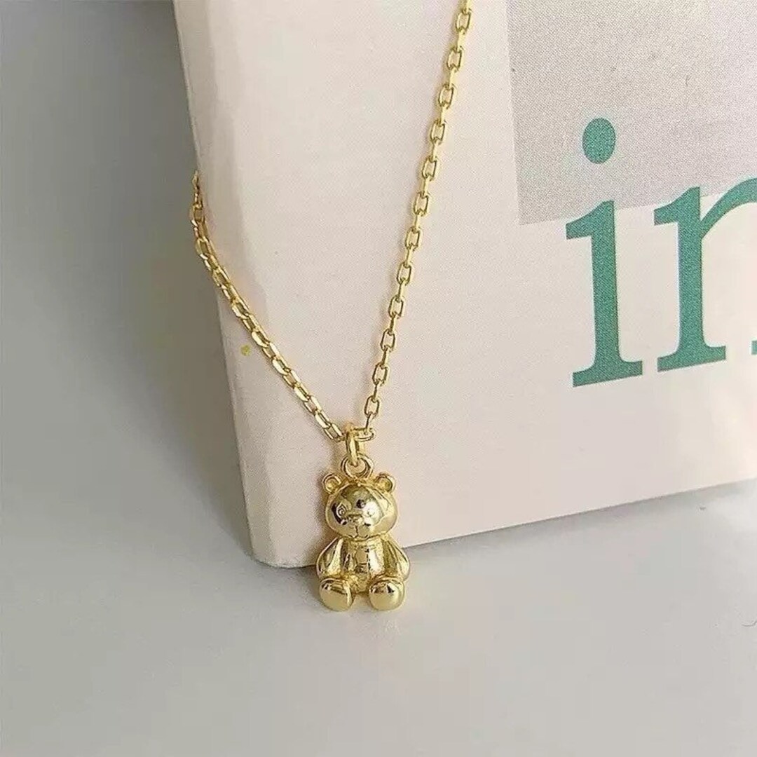 Mini Teddy Bear Minimalist Baby Shower Charm Necklace - Etsy
