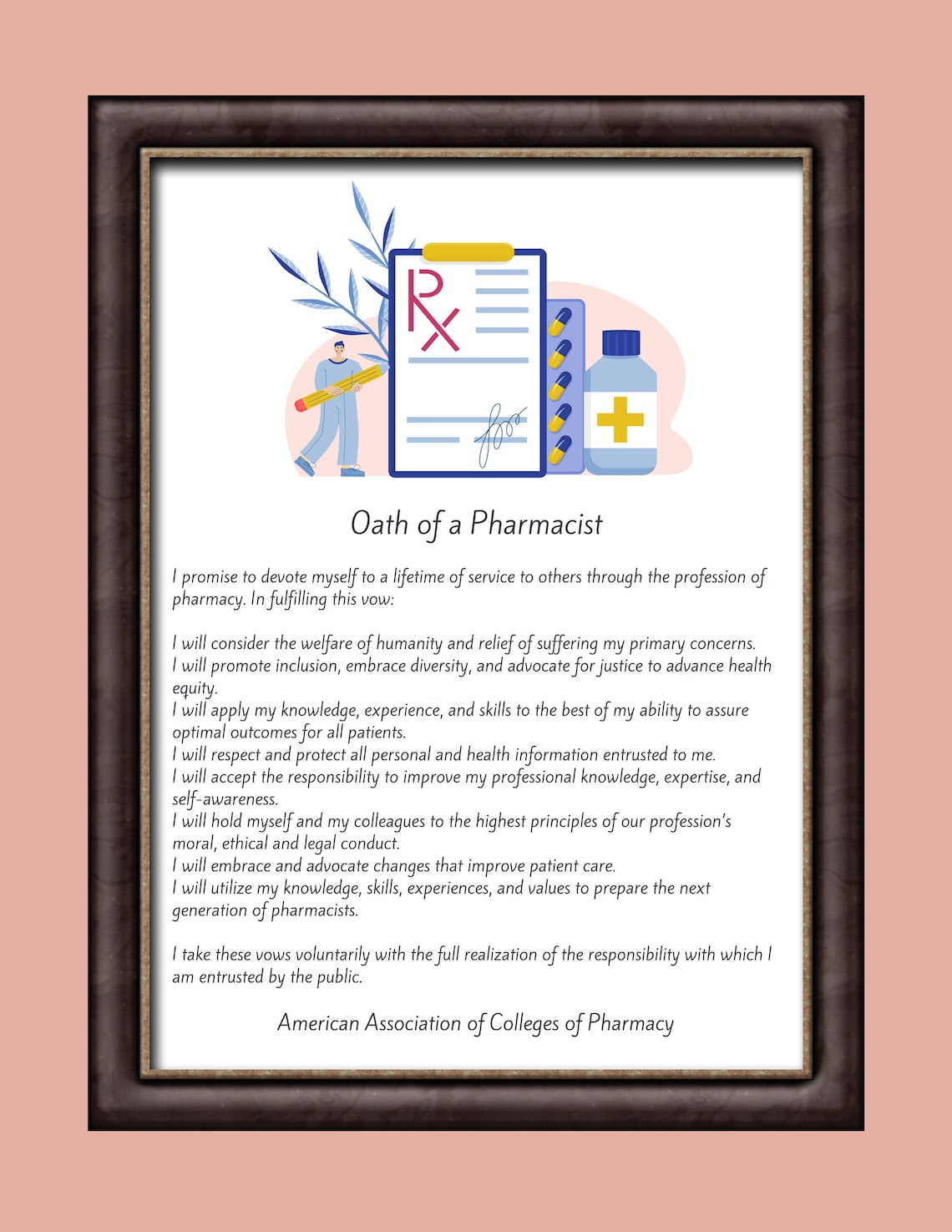 Oath of a Pharmacist//pharmacy Printable Art//new Pharmacist - Etsy