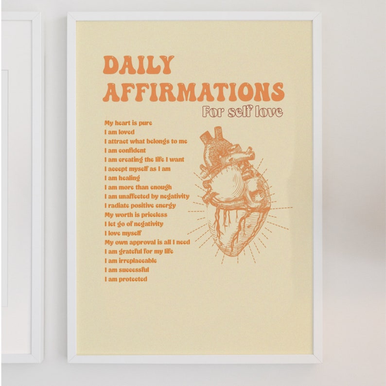 Retro Daily Affirmations Poster, Grainy Retro Dorm Wall Art, Inspiring ...