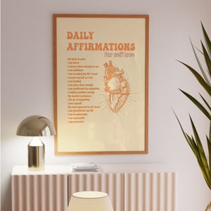 Retro Daily Affirmations Poster, Grainy Retro Dorm Wall Art, Inspiring ...
