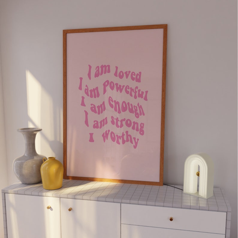 Pink Retro Poster Set of 5, Inspirational Poster Set, Grainy Gradient ...