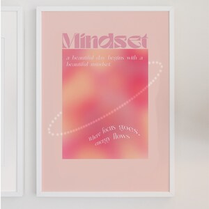Pink Retro Mindset Print, Positivity Poster, Retro Aura Quote Aesthetic ...