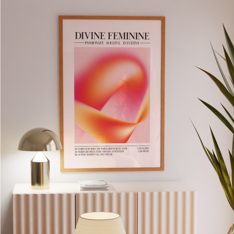 Divine Feminine Printable Poster, Spiritual Grainy Wall Art Print, Pink ...