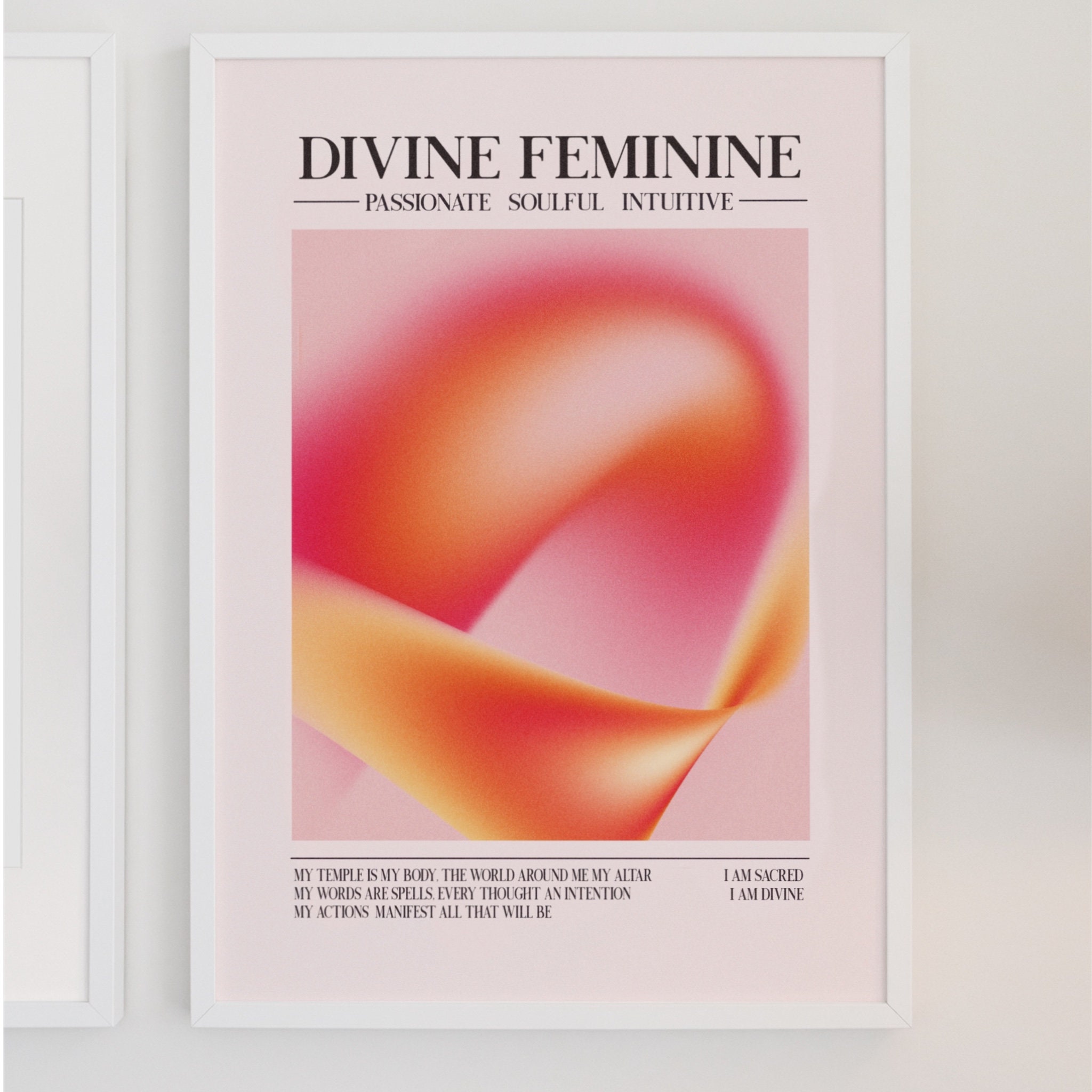 Divine Feminine Printable Poster, Spiritual Grainy Wall Art Print, Pink ...
