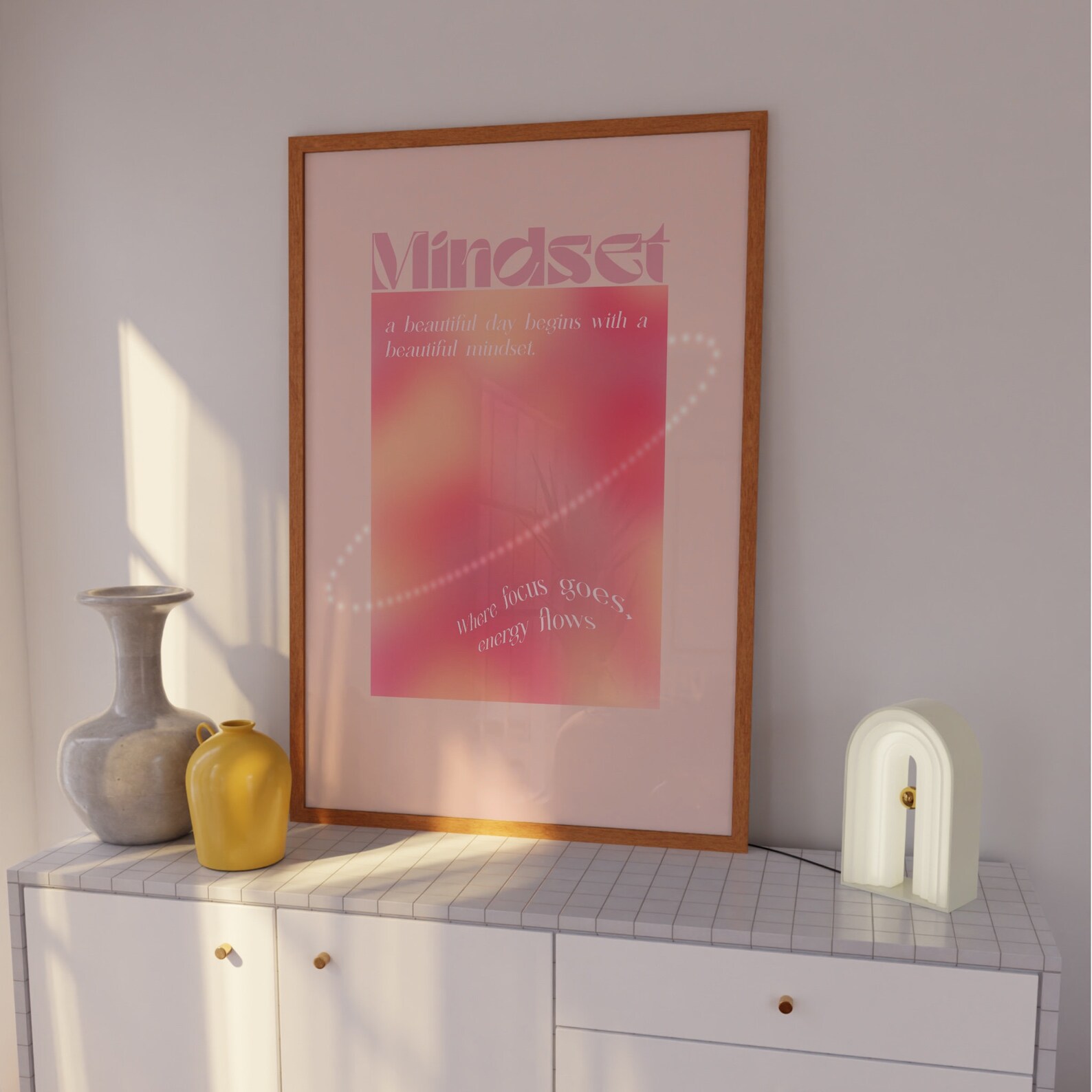 Pink Retro Mindset Print, Positivity Poster, Retro Aura Quote Aesthetic ...