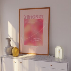 Pink Retro Mindset Print, Positivity Poster, Retro Aura Quote Aesthetic ...