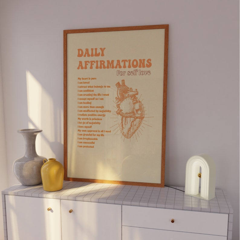 Retro Daily Affirmations Poster, Grainy Retro Dorm Wall Art, Inspiring ...
