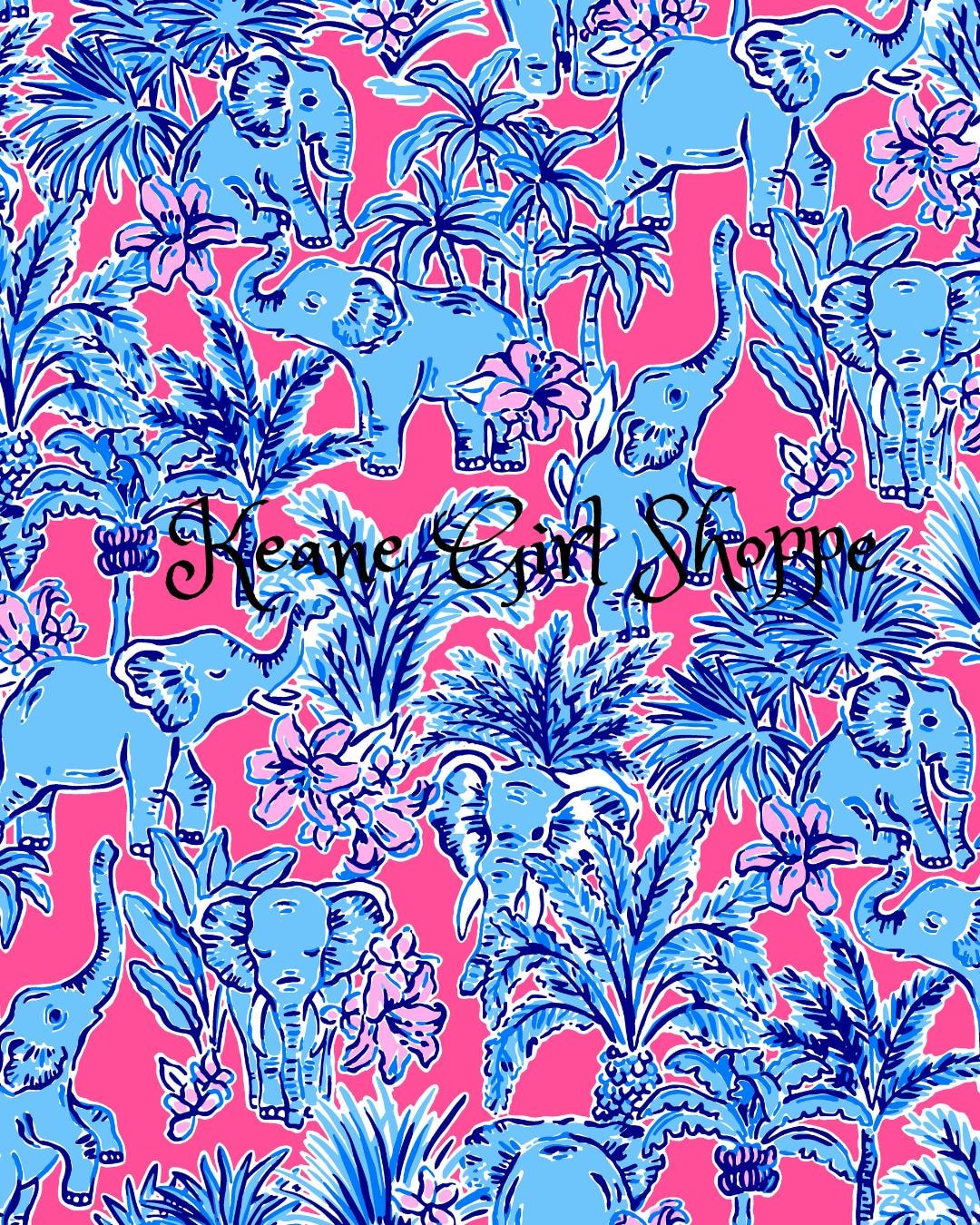 Preppy Elephant Jungle Blue and Pink - Etsy