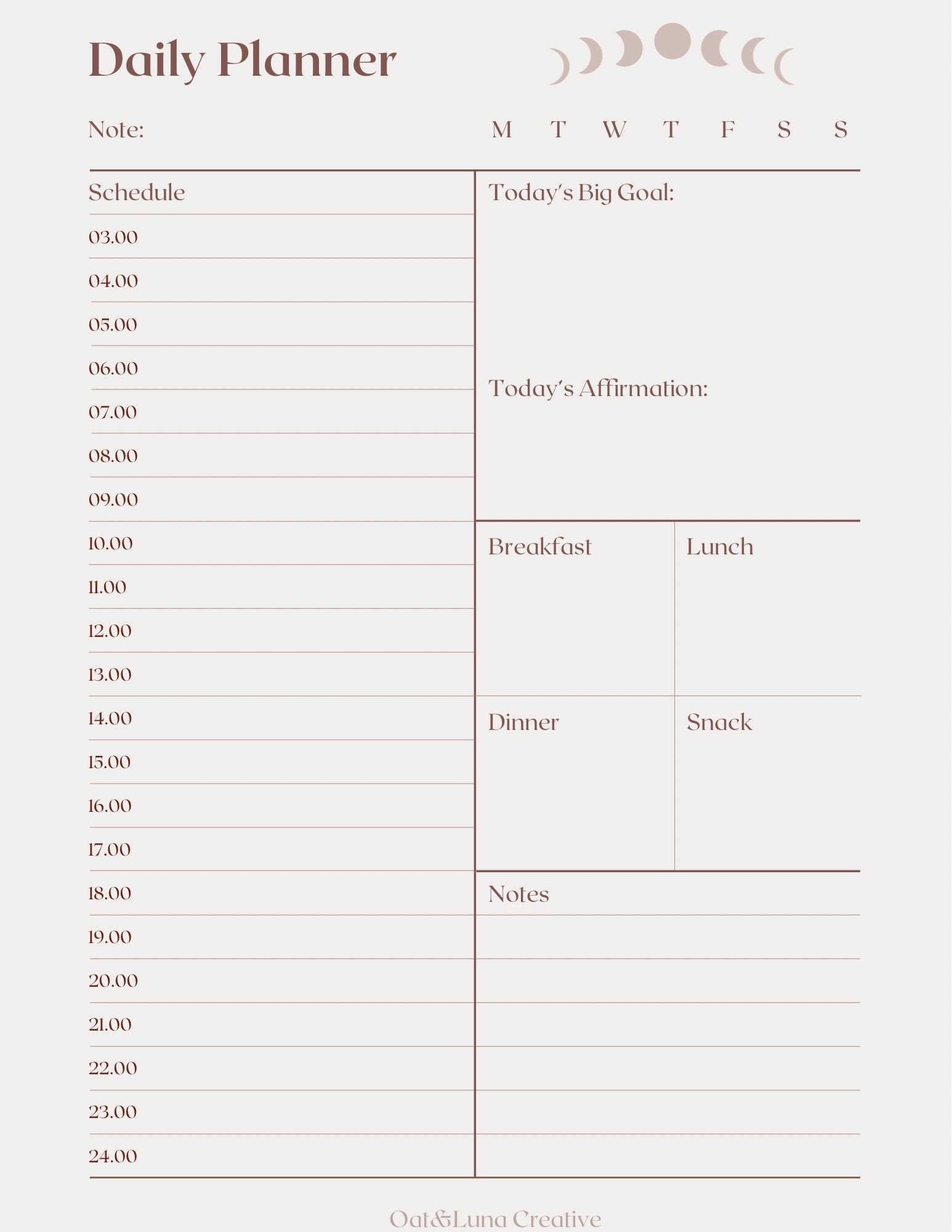 Minimalist Daily Planner - Etsy