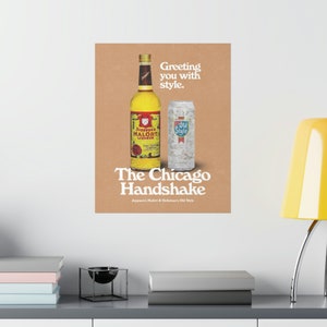 Chicago Handshake Vintage Print, Mid-century Style Printed Poster in 3 ...