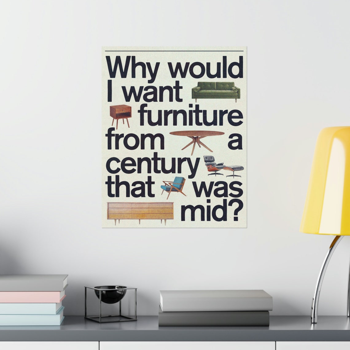 Mid-century Modern Furniture Poster, Funny Print in 3 Sizes - Etsy