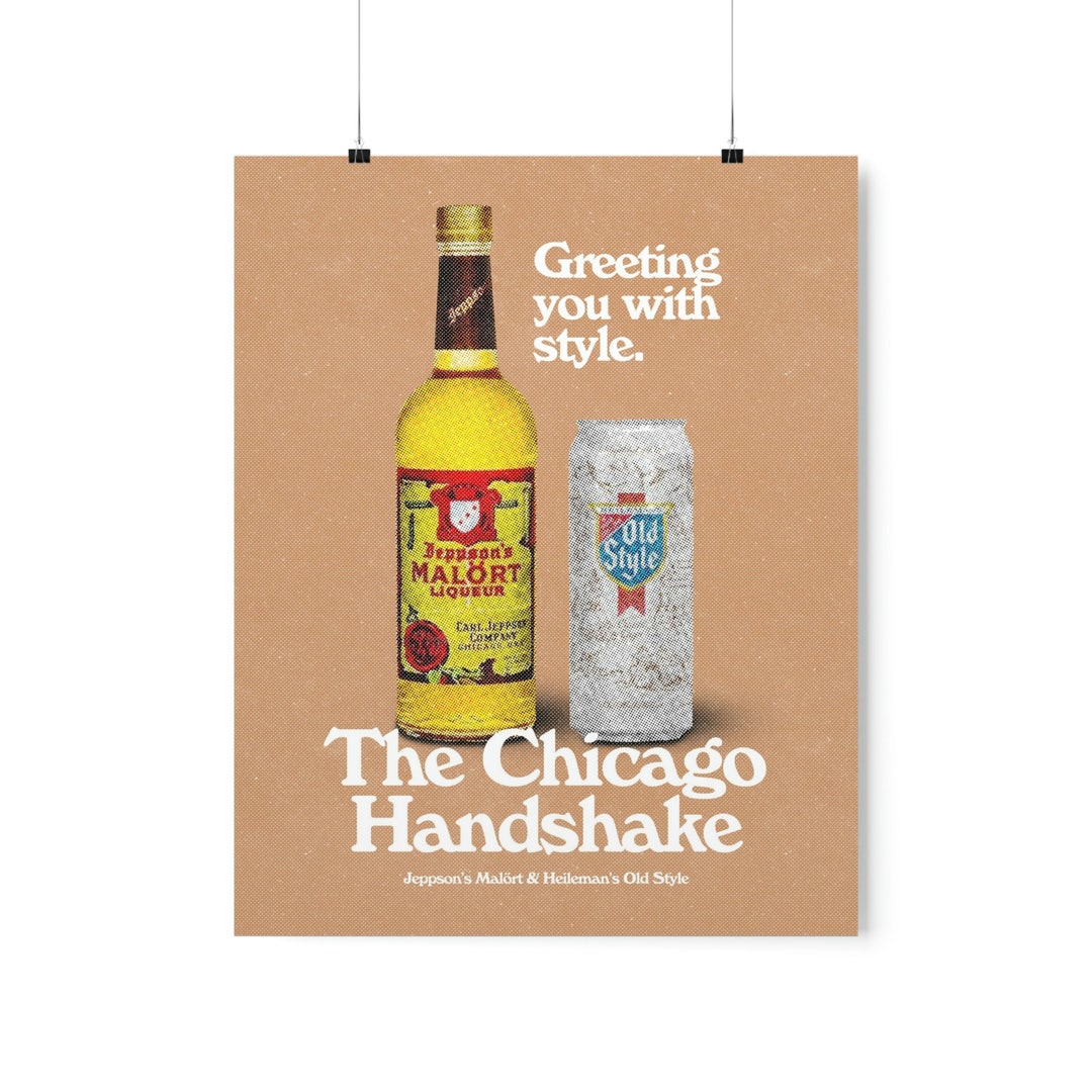 Chicago Handshake Vintage Print, Mid-century Style Printed Poster in 3 ...