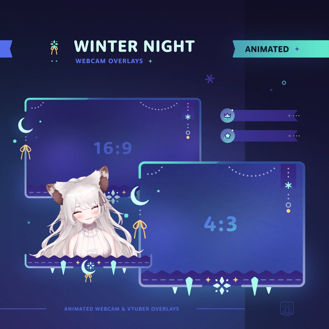 Winter Night: Animated Webcam Border Pack • Festive, Moon, Glowing ...