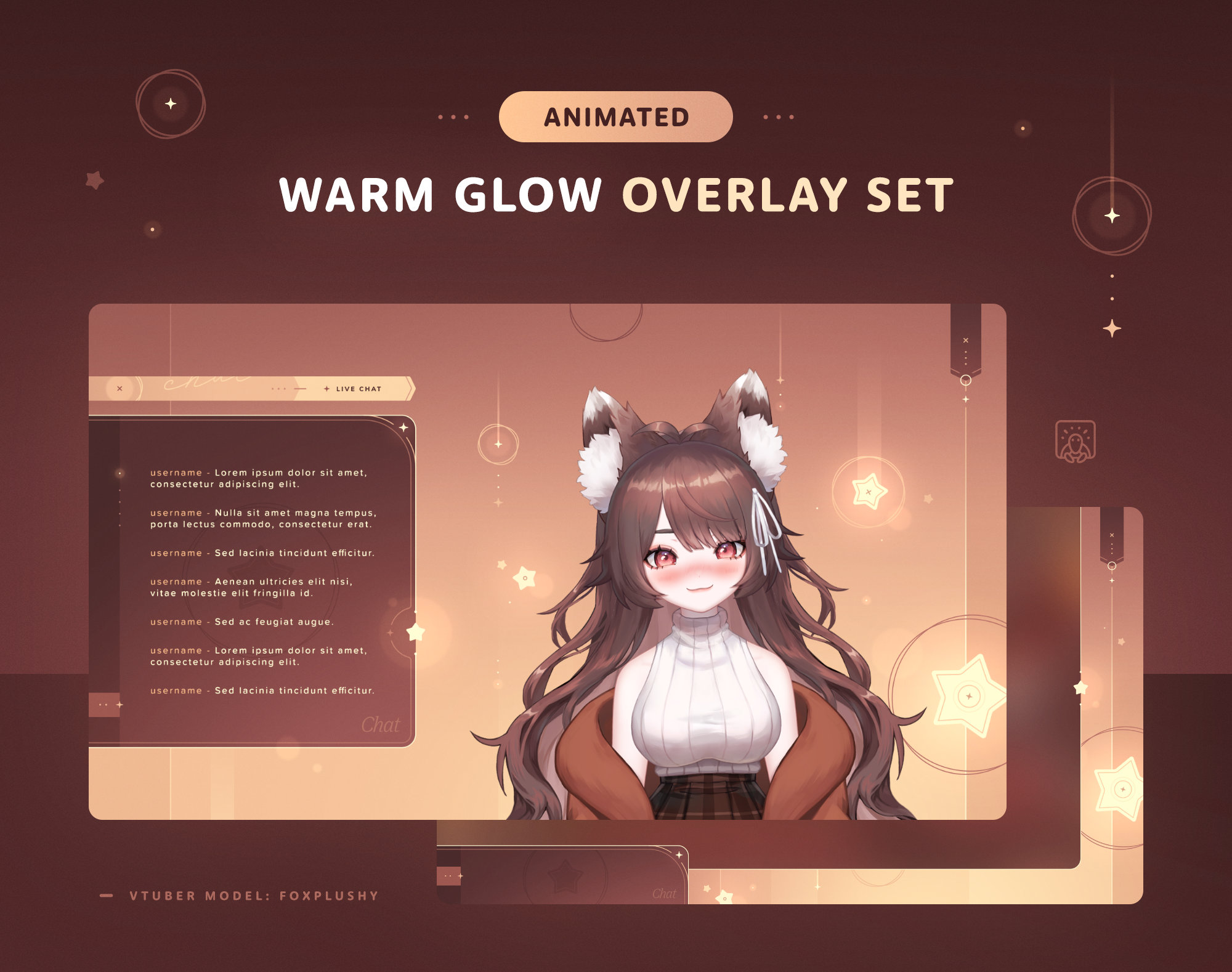 Warm Glow: Animated Vtuber Overlay Pack Minimal Comfy - Etsy Australia