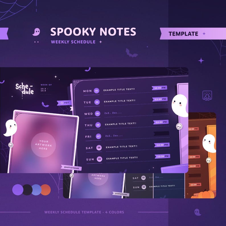 Spooky Notes Stream Schedule: Ghost Halloween Themed Weekly Template ...