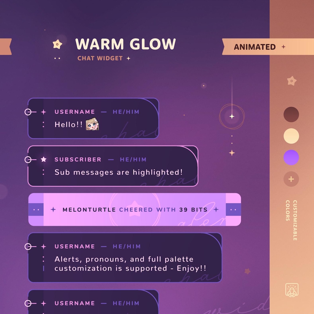 Warm Glow: Chat Widget • Minimal, Cozy, Starry Theme • Chat Box With ...