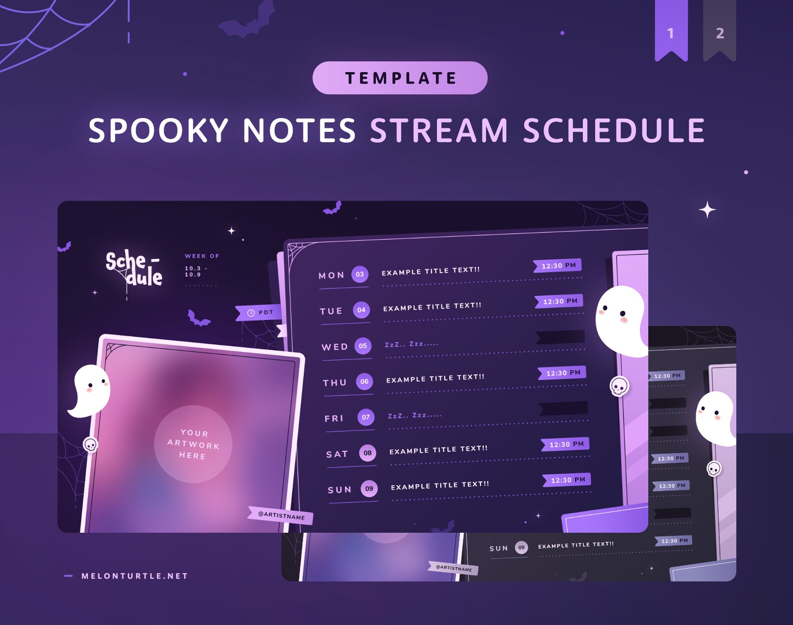 Spooky Notes: Stream Schedule Template Cute Purple/grey - Etsy UK