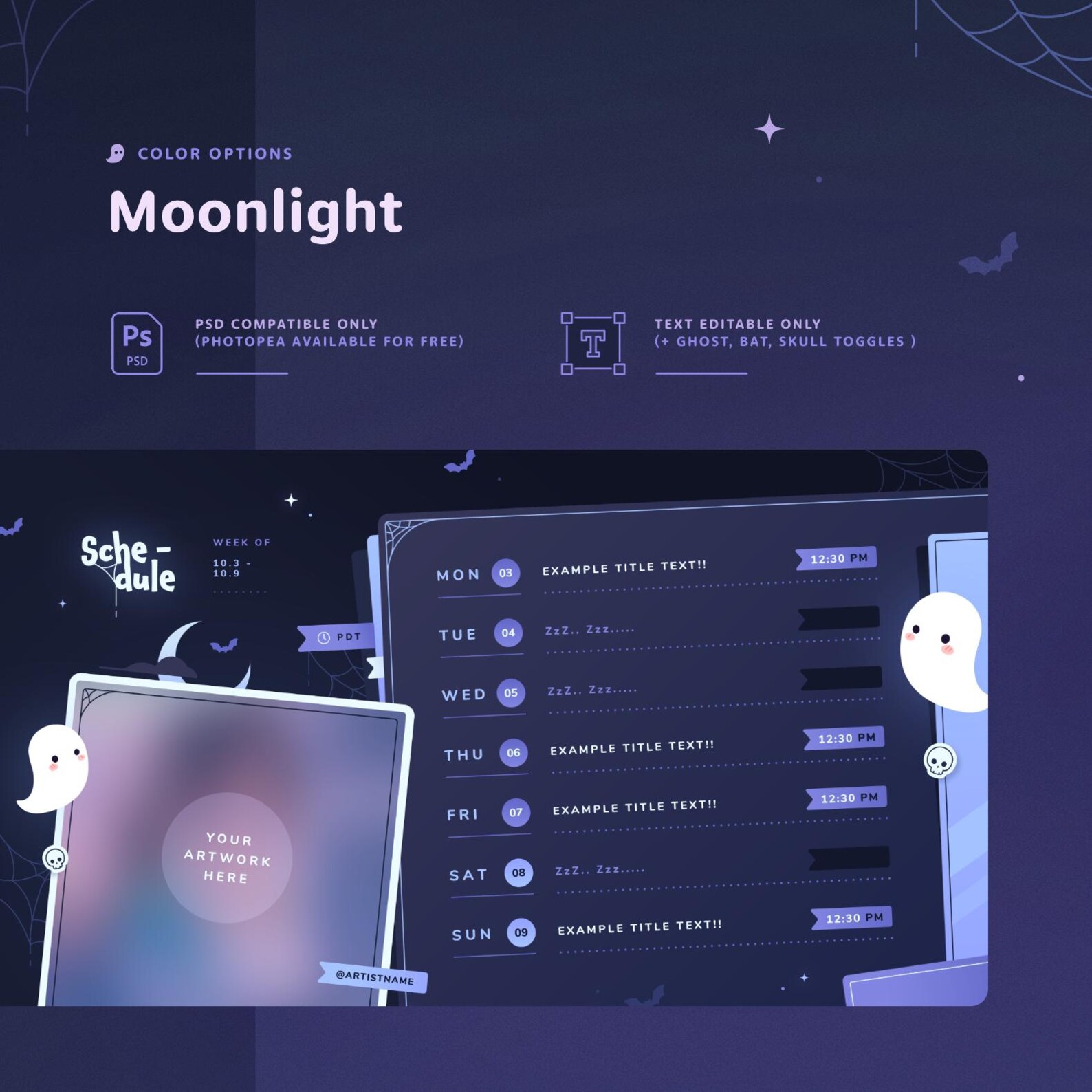 Spooky Notes Stream Schedule: Ghost Halloween Themed Weekly Template ...