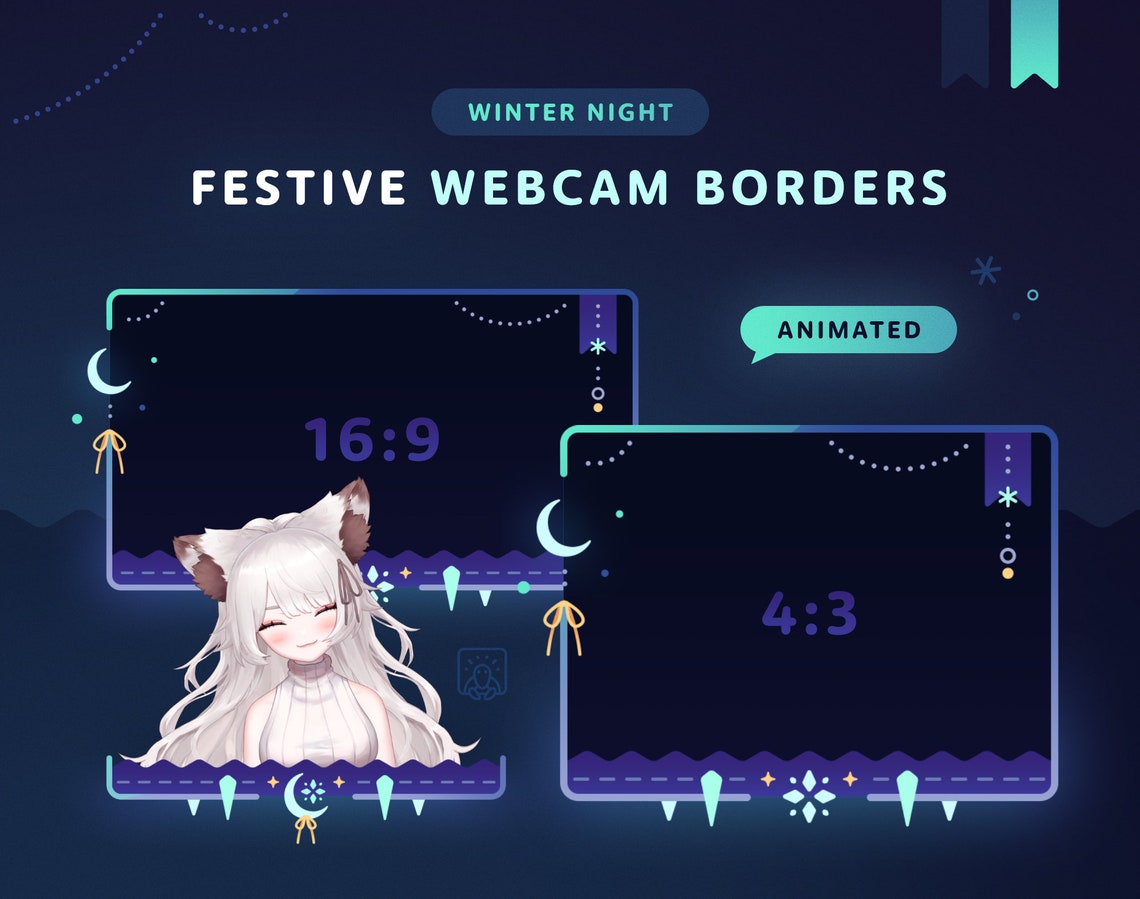 Winter Night: Animated Webcam Border Pack Festive Moon - Etsy