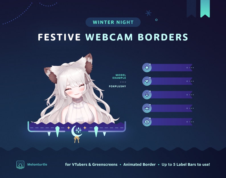 Winter Night: Animated Webcam Border Pack • Festive, Moon, Glowing ...