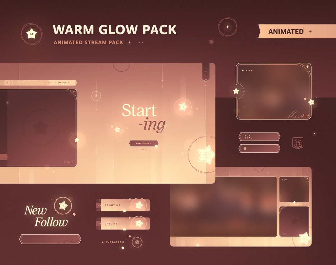 Warm Glow: Animated Stream Pack Minimal Comfy Starry Theme - Etsy