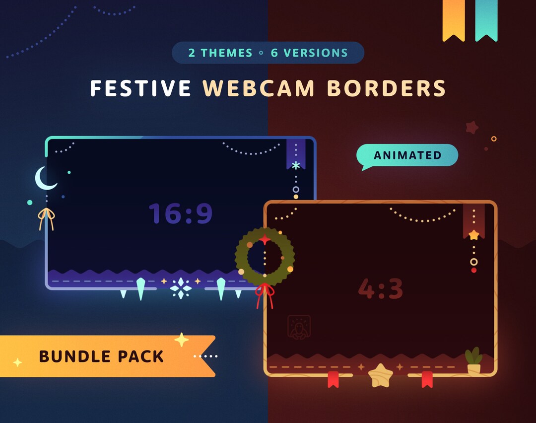 Festive Animated Webcam Border Bundle Pack Winter Night - Etsy
