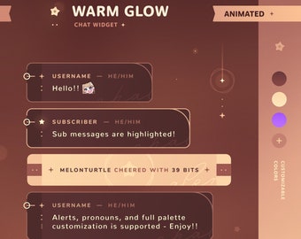 Warm Glow Summer: Chat Widget Nature, Cozy, Starry Theme Chat Widget With Pronouns, Goal Widget ...