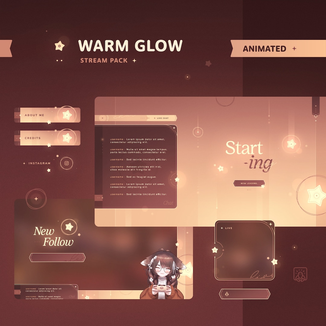 Warm Glow: Animated Stream Pack • Minimal, Cozy, Starry Theme ...