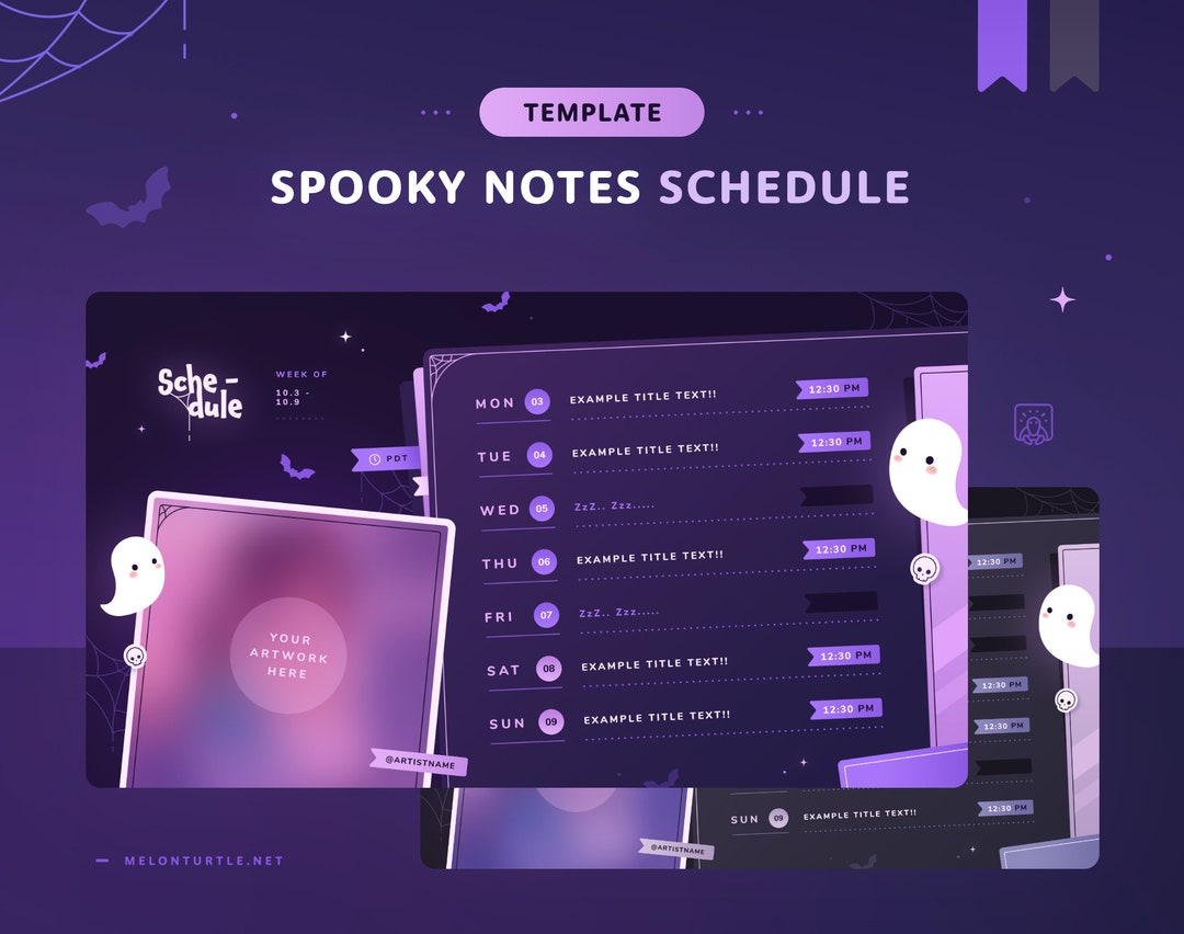 Spooky Notes: Stream Schedule Template Cute Purple/grey - Etsy UK