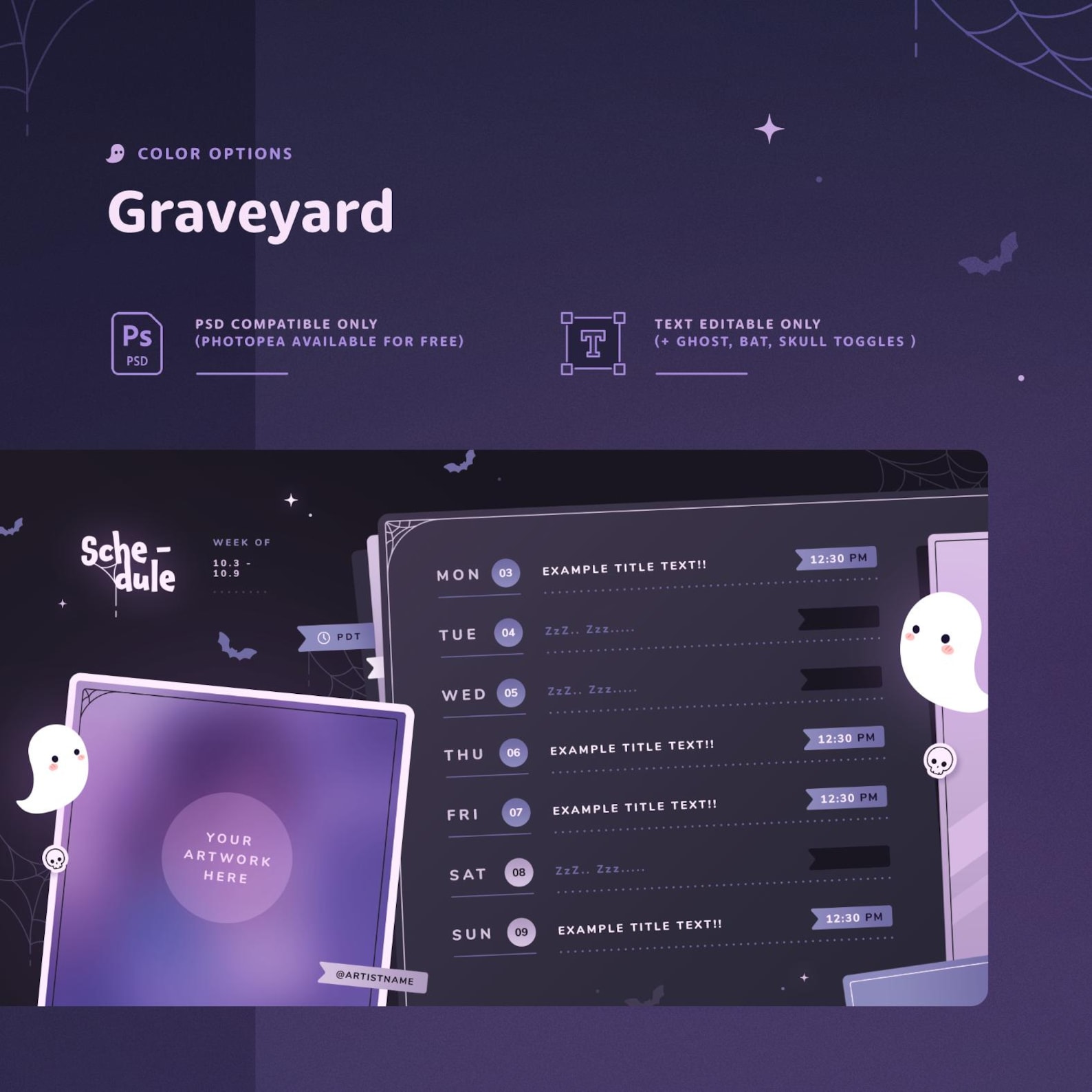 Spooky Notes Stream Schedule: Ghost Halloween Themed Weekly Template ...