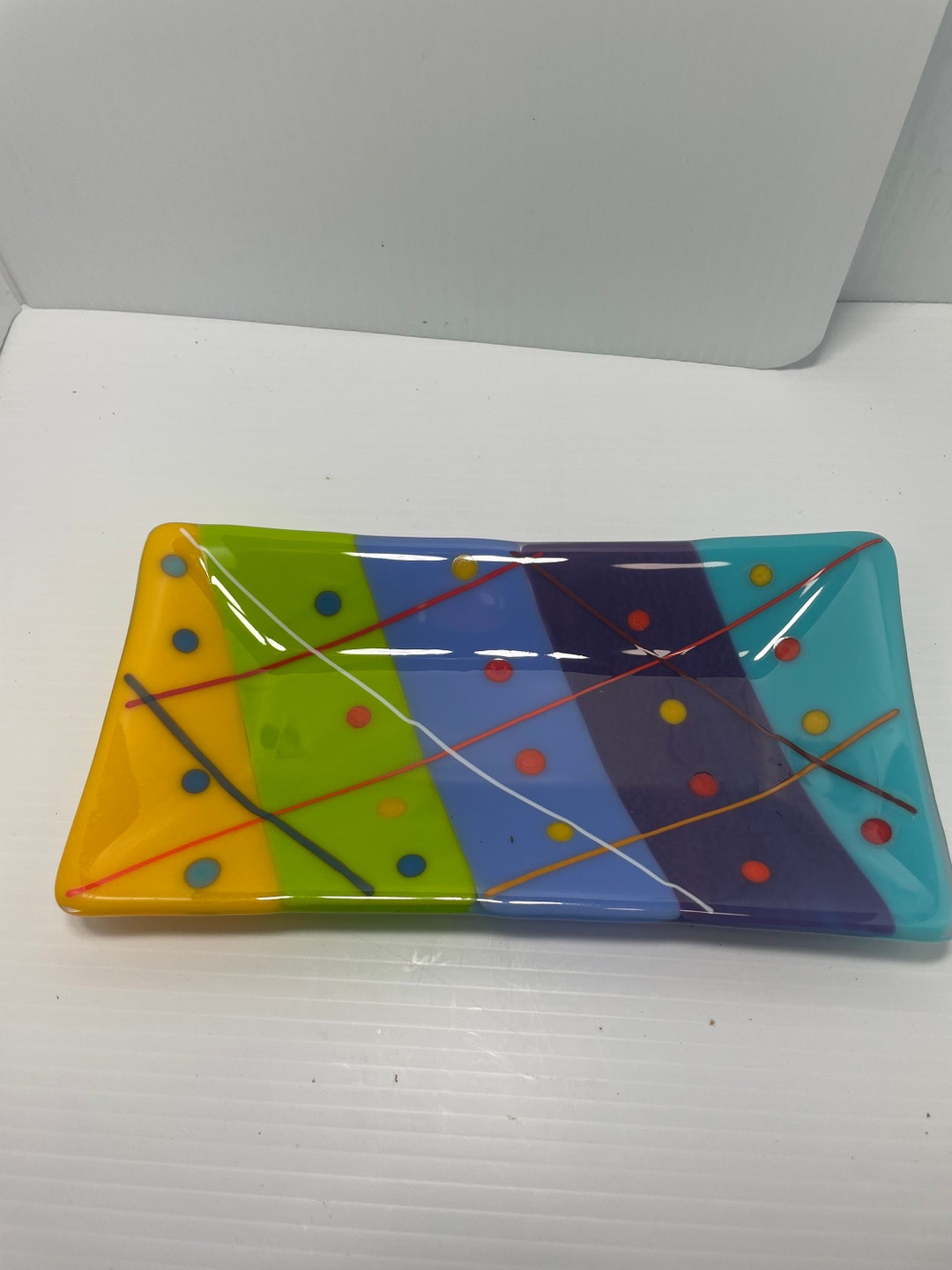 Colorful Small Tray With Stringers and Dots - Etsy
