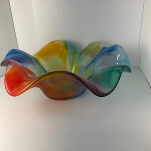 Rainbow Watercolor Glass Bowl - Etsy