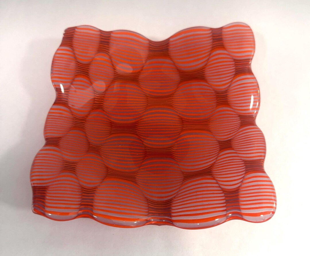 Optical Stringer Magic - Orange and Egyptian Blue Origami Square Plate ...