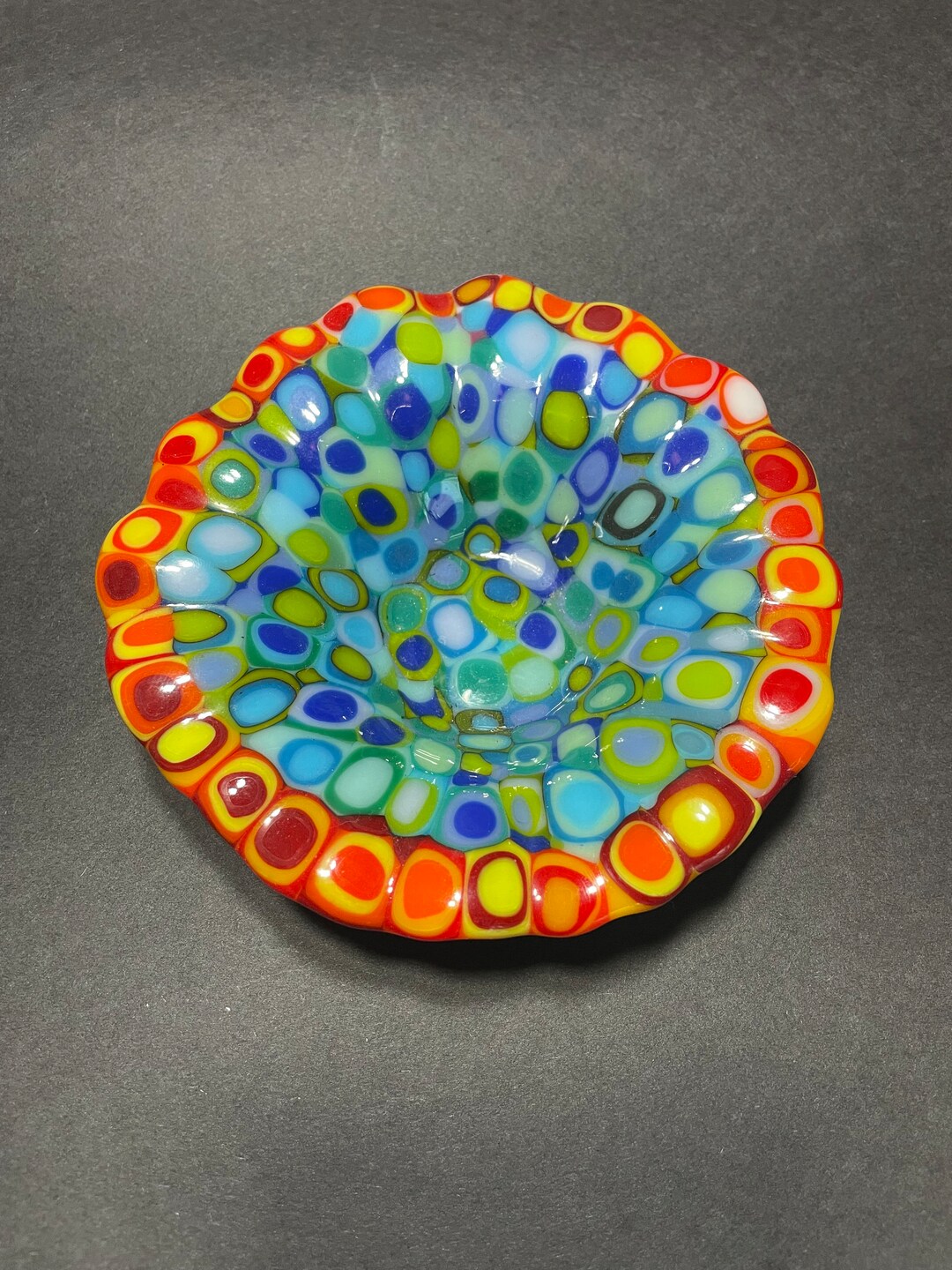 Colorful Round Bowl With a Ruffled Rim - Etsy