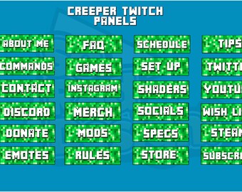 Minecraft Creeper Inspired Twitch Panels - Etsy