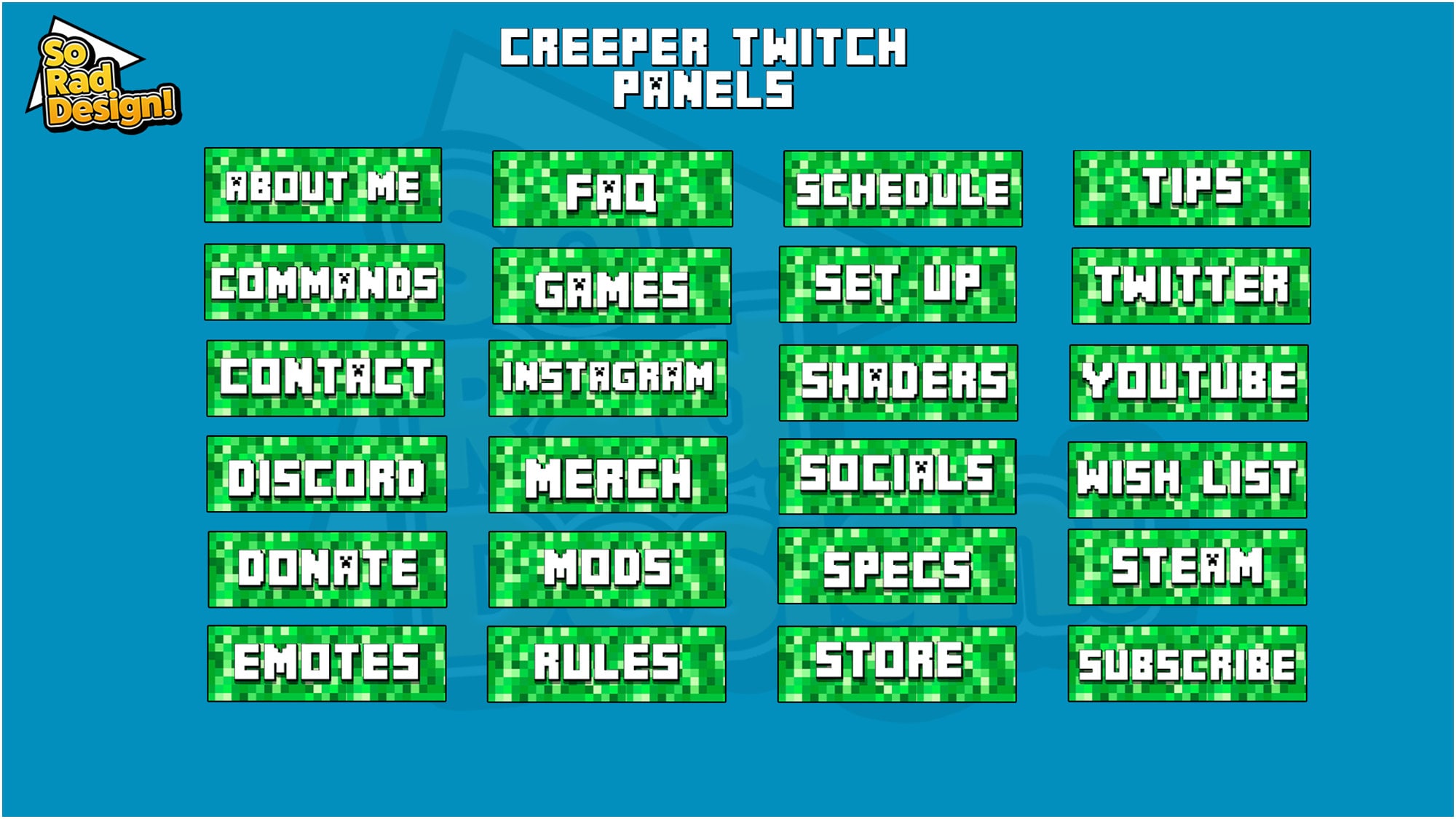 Minecraft Creeper Inspired Twitch Panels - Etsy